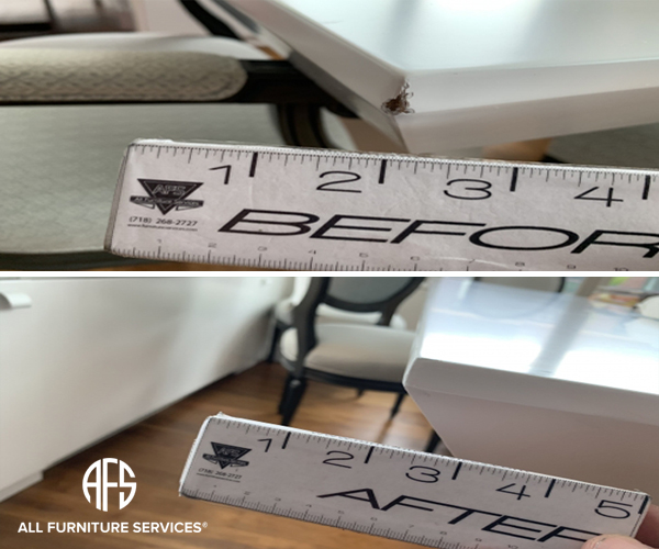 furnitur table corner gouge chip transportation moving delivery damage ...